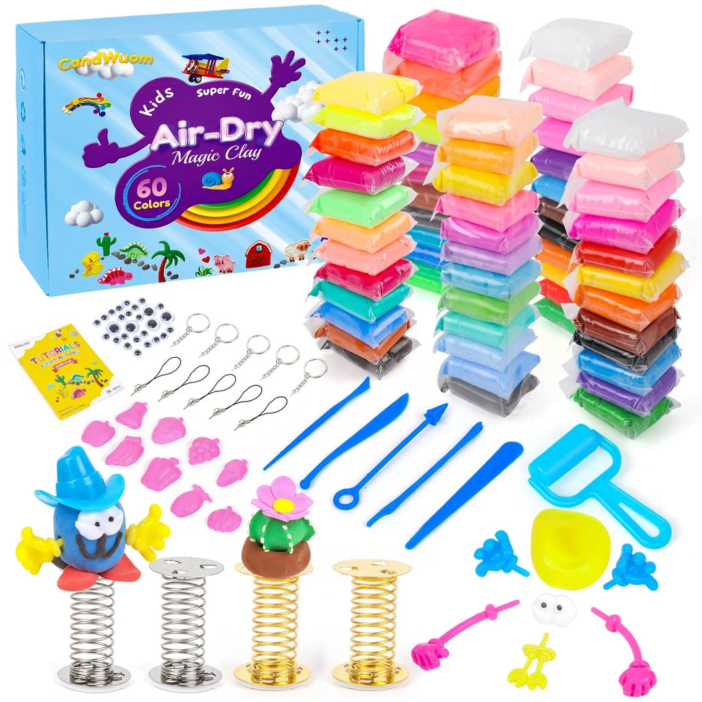 CandWuom Air Dry Modeling Clay for Kids - 60 Colors Modeling Magic Cla